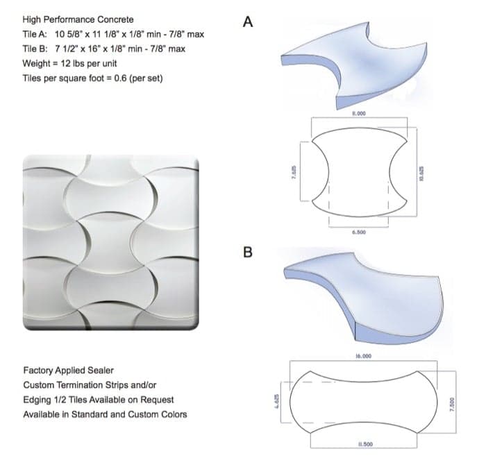 Azulejo tridimensional de hormigón para la decoración de paredes